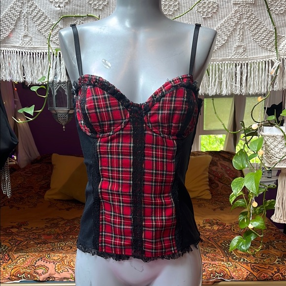 Lip Service | Tops | Vintage Lip Service Goth Plaid Lace Corset Bustier ...